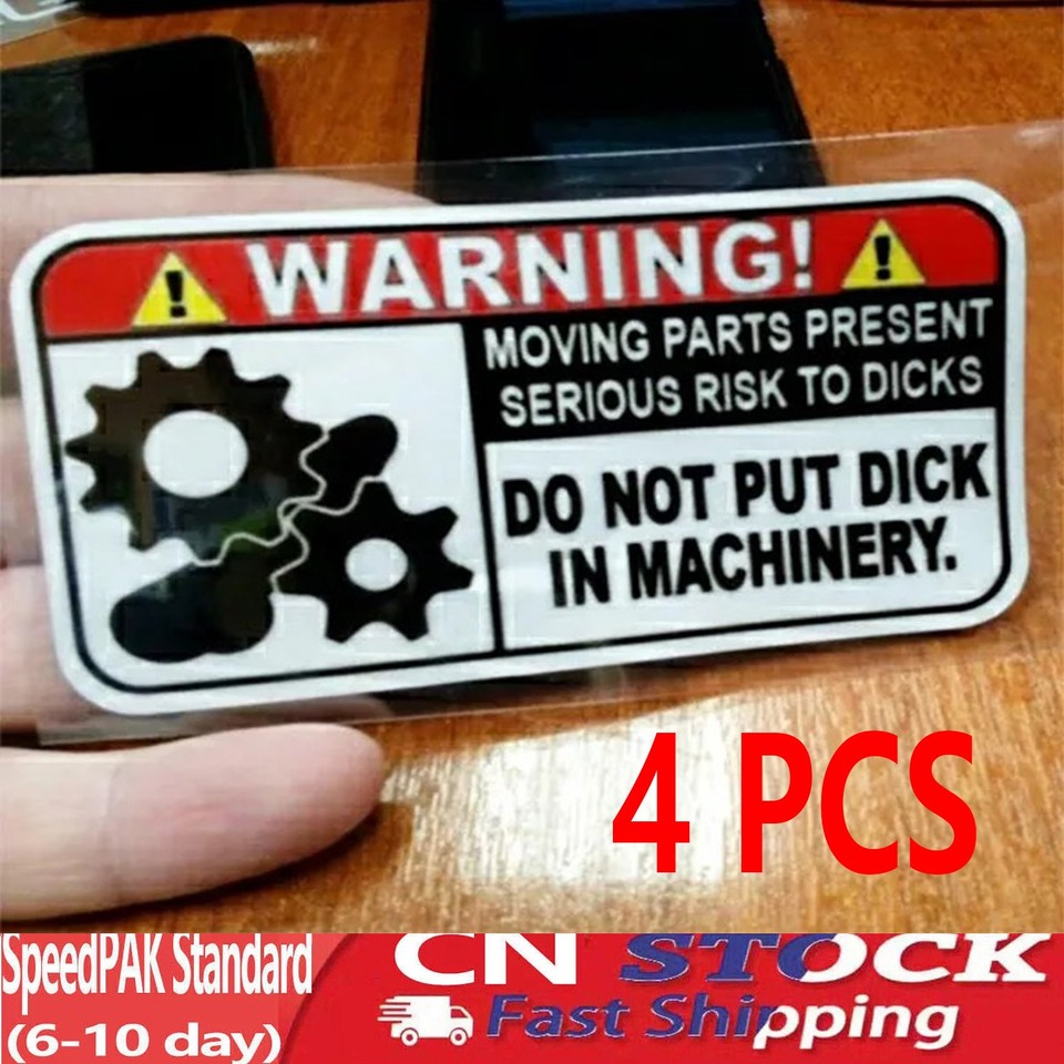 4X Funny Warning Reflective Car Sticker DO NOT PUT DICK IN MACHINERY 11 ...