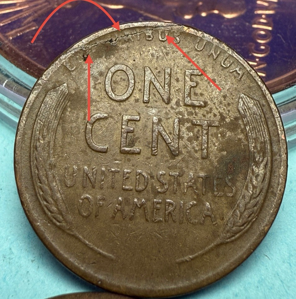 1944 Wheat Penny Lamination Defective Planched Error Collectible Coin ...