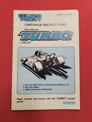 Turbo Coleco Vision Manual Authentic | eBay