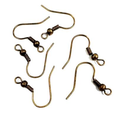 50 pairs X Earring Fish Hook Coil Earwire Finiding DIY "Antique Bronze ...