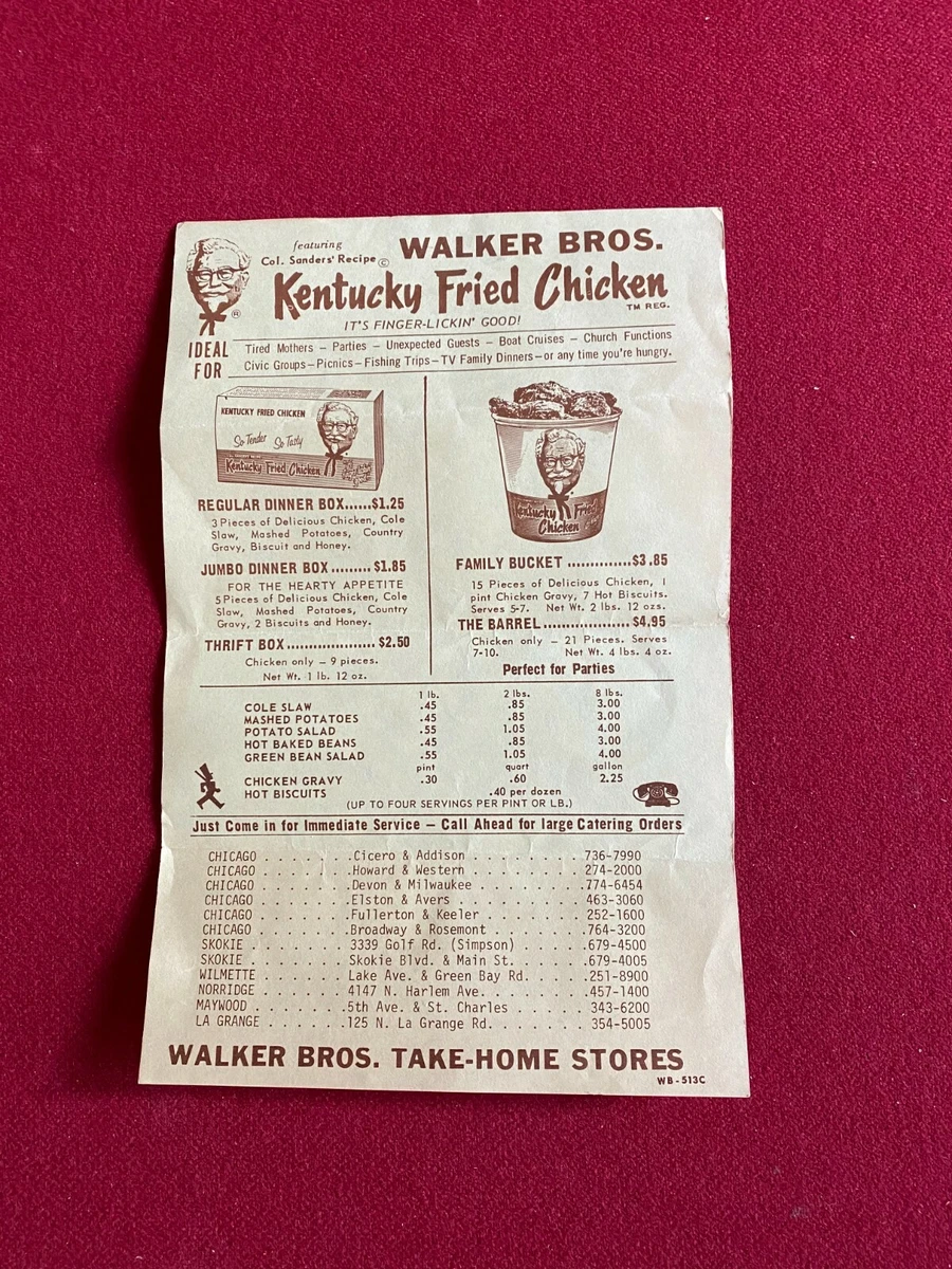 Kentucky Fried Chicken Menu