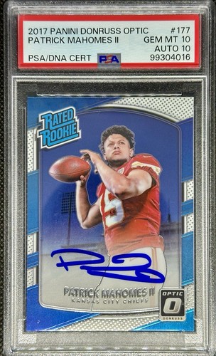 2017 Donruss Optic Patrick Mahomes Rated Rookie RC PSA 10/10 Auto Very ...