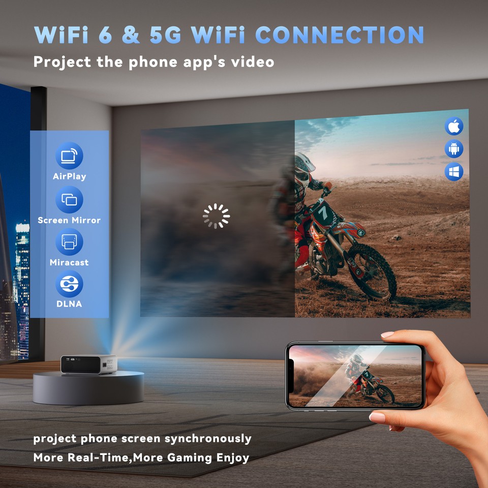 4K Projector Smart Netflix 35000LMS 1080P 5G WiFi Bluetooth Video Home ...