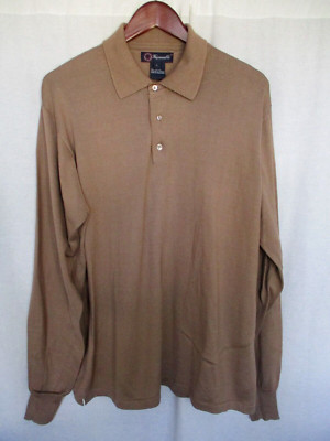 Faconnable Mens Polo Style Sweater Large Brown Lightweight 100% Cotton ...
