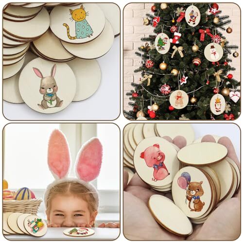 Jyongmer 100 Pieces Unfinished Wood Circle - 2 inch Round Disc Blank ...