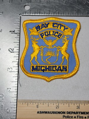 Bin1 b15 Michigan Police patch used Bay City uniform take off hook ...