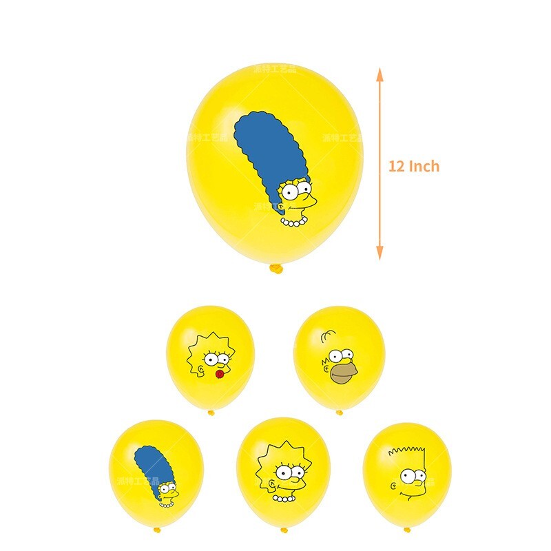 The Simpsons Theme Color Balloon Happy Birthday Banner Cake Topper ...