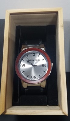 New Original Grain Watch Black Leather Band Watch in Wooden Box New | eBay
