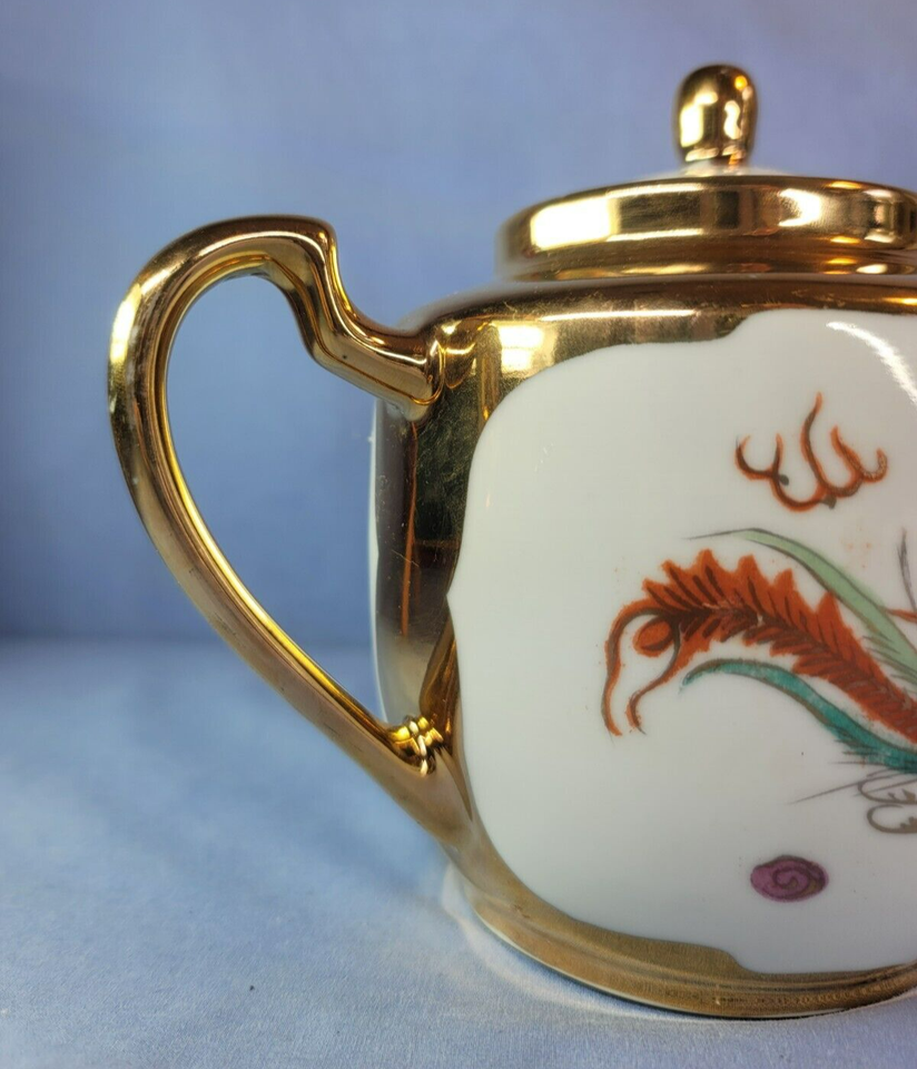 Chinese Teapot Gold Gilt Dragon Phoenix Porcelain Vintage Pot | eBay
