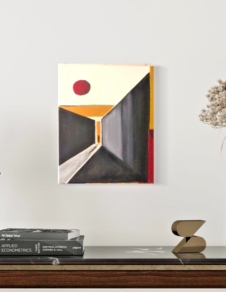 Abstract Pathway with Red Sun - Original 16x20 Oil Painting on Canvas ...