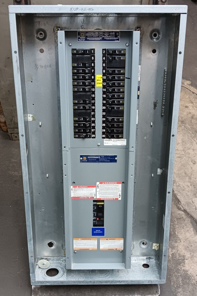 SQUARE D 100 AMP MAIN BREAKER NQOD PANELBOARD 30 CIRCUIT 208Y/120V ...