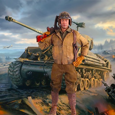 1/6 Brad Pitt Fury War Daddy Backdrop 15"x15" - DID, Dragon, Custom WW2 ...