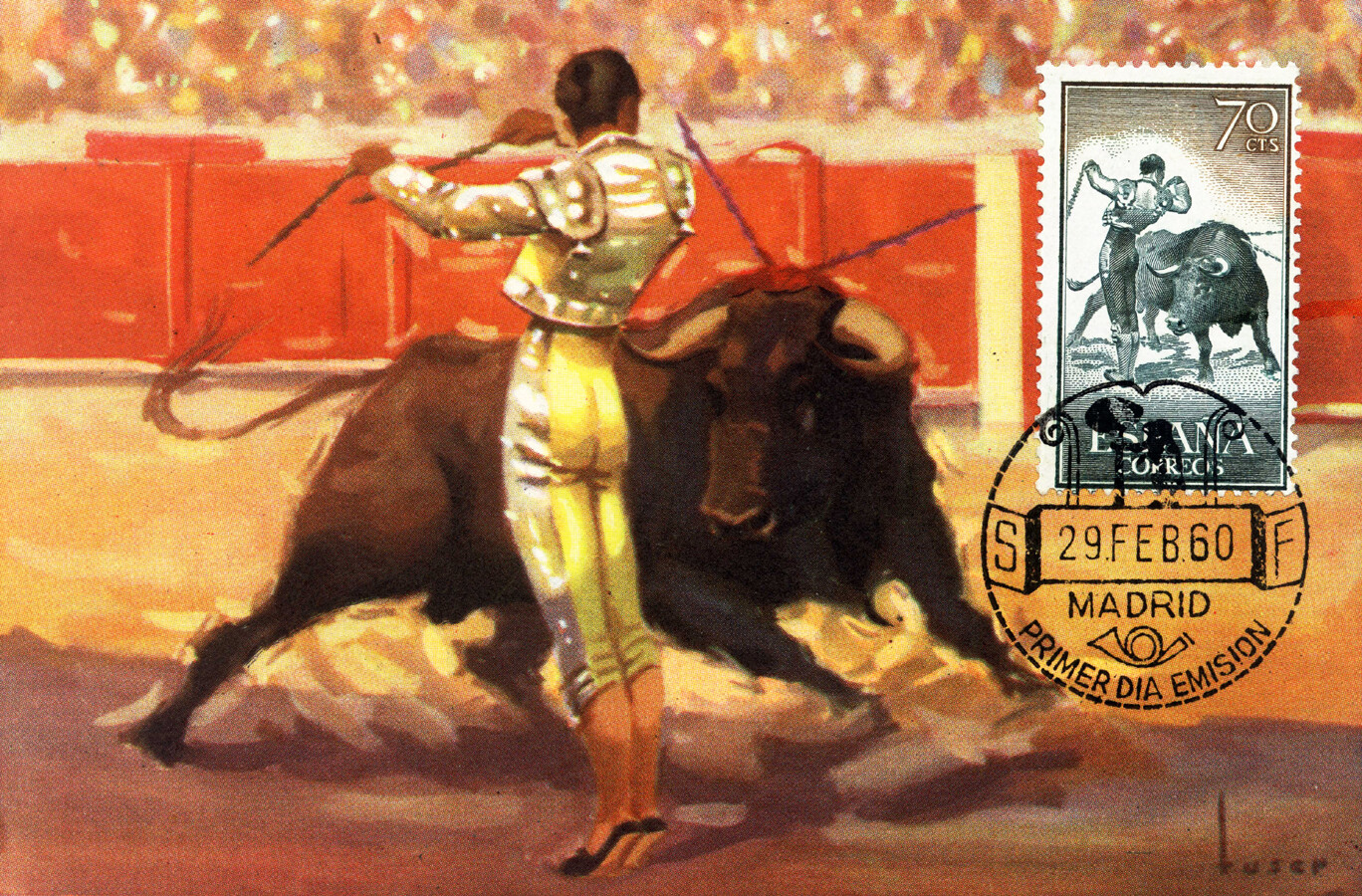 Bullfighting Stamped Postcard Poster #3 Canvas Art Poster 16"x 24" | eBay