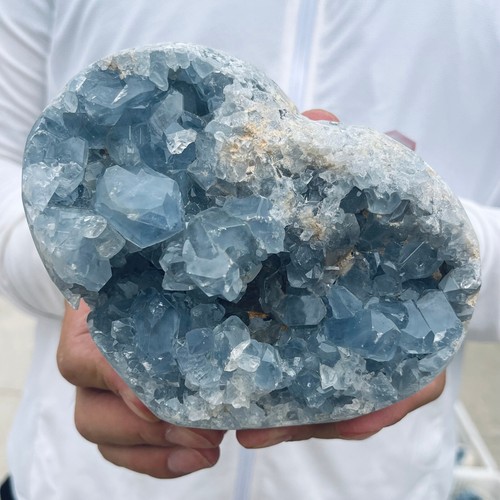 4.3LB Large Natural Blue Celestite Crystal Geode Quartz Cluster Mineral ...