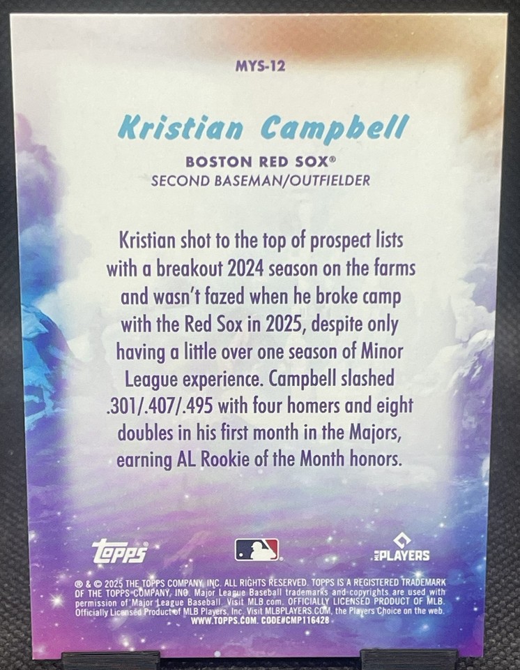 2025 Topps Update Kristian Campbell #MYS-12 Mystical RC Boston Red Sox | eBay