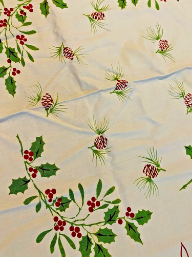 Vintage Christmas Tablecloth Printed 59"x85" Red Candelabras ...