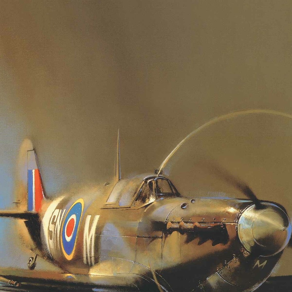 36W"x18H" SPITFIRE by BARRIE CLARK -SUPERMARINE WW2 BATTLE AIRCRAFT ...