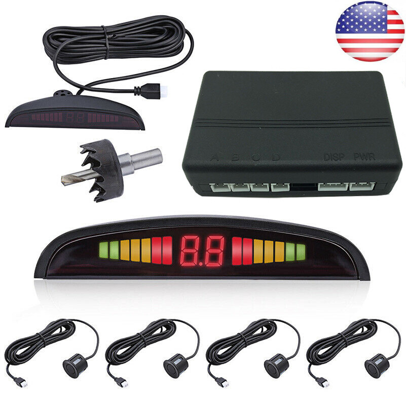 Car Auto Backup Reverse Rear Radar System Alert Alarm Kit 4 Parking ...