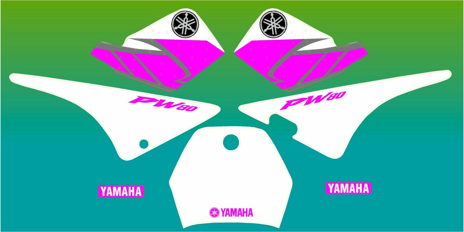 Yamaha PW80 PW 80 pink factory style graphic / decal kit FREE UK ...