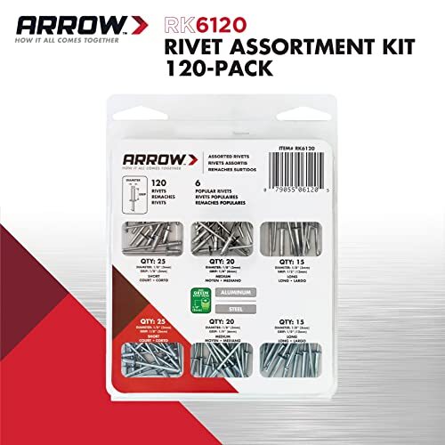 RK6120 Pop Rivet Assortment Kit for Metal Fabric Leather and Auto ...