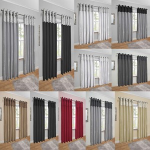 Crushed Velvet Band Curtains - Faux Silk - Eyelet Ring Top - Fully ...