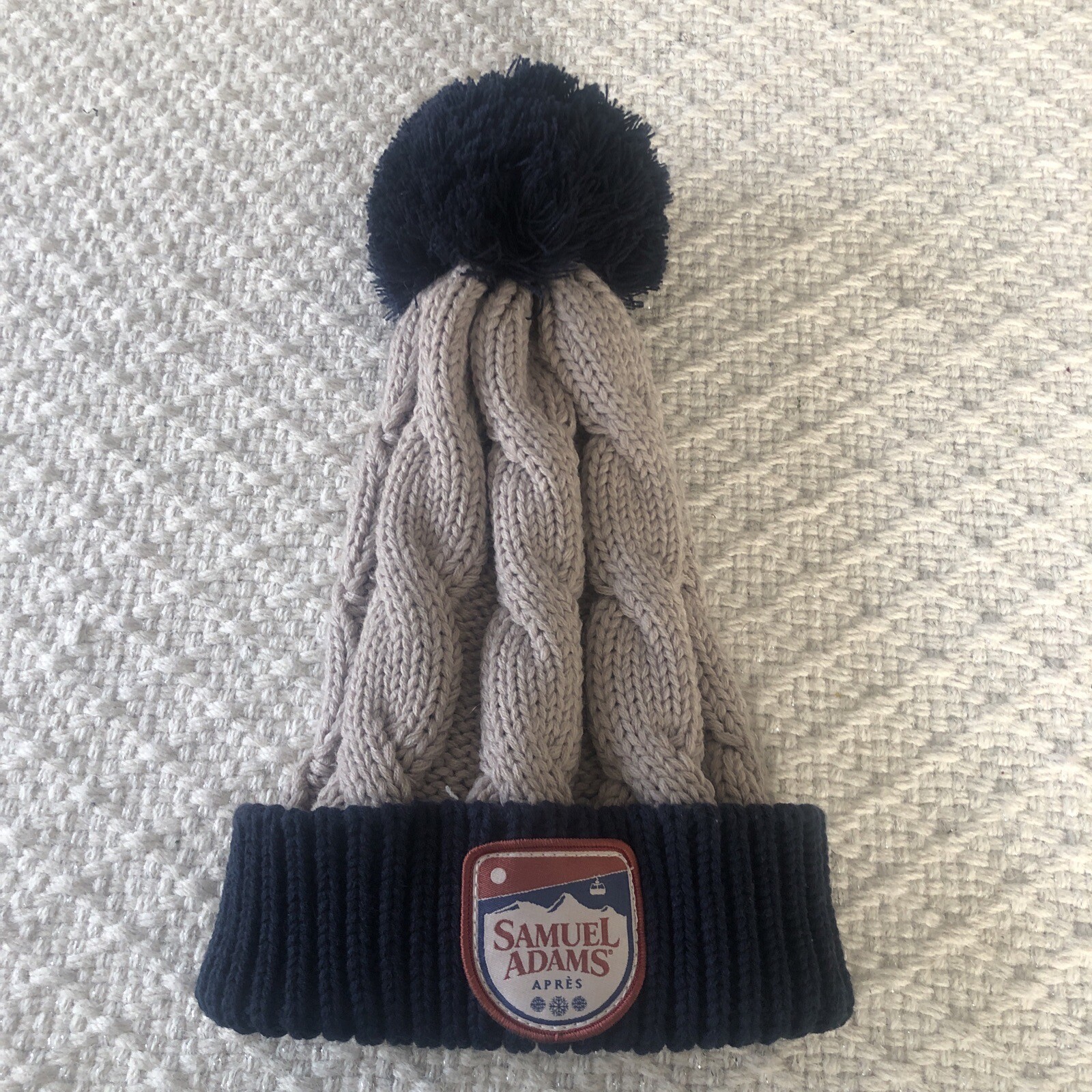 Samuel Adams Apres Cable Knit Acrylic Pom Winter Beanie Hat Cap Knit | eBay