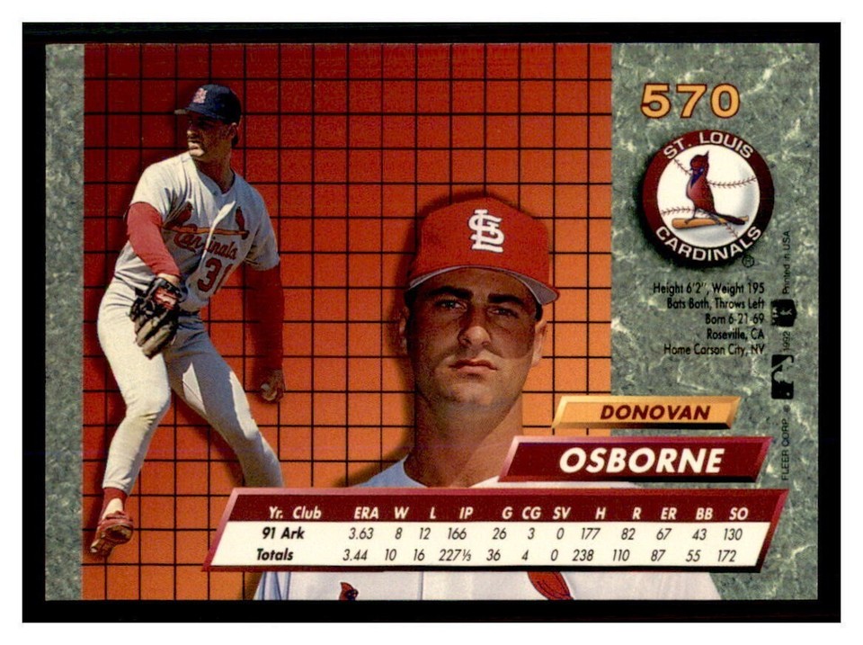 1992 Fleer Ultra #570 DONOVAN OSBORNE RC St. Louis Cardinals Rookie | eBay