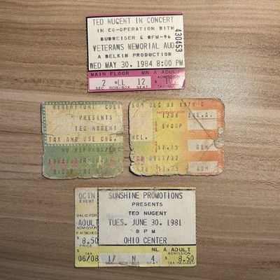 TED NUGENT CONCERT VTG TICKET STUB LOT (3) OHIO SHOWS ‘78, ‘81 & ‘84 | eBay