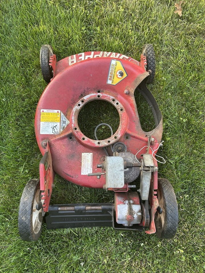 VINTAGE SNAPPER 21" HIGH VAC DECK WITH SELF PROPELLED TRANS, PULLEYS ...