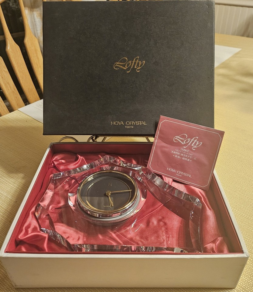 NIB Vintage Lofty Hoya Crystal Quartz Glass Mantle Desk Clock- Modern ...