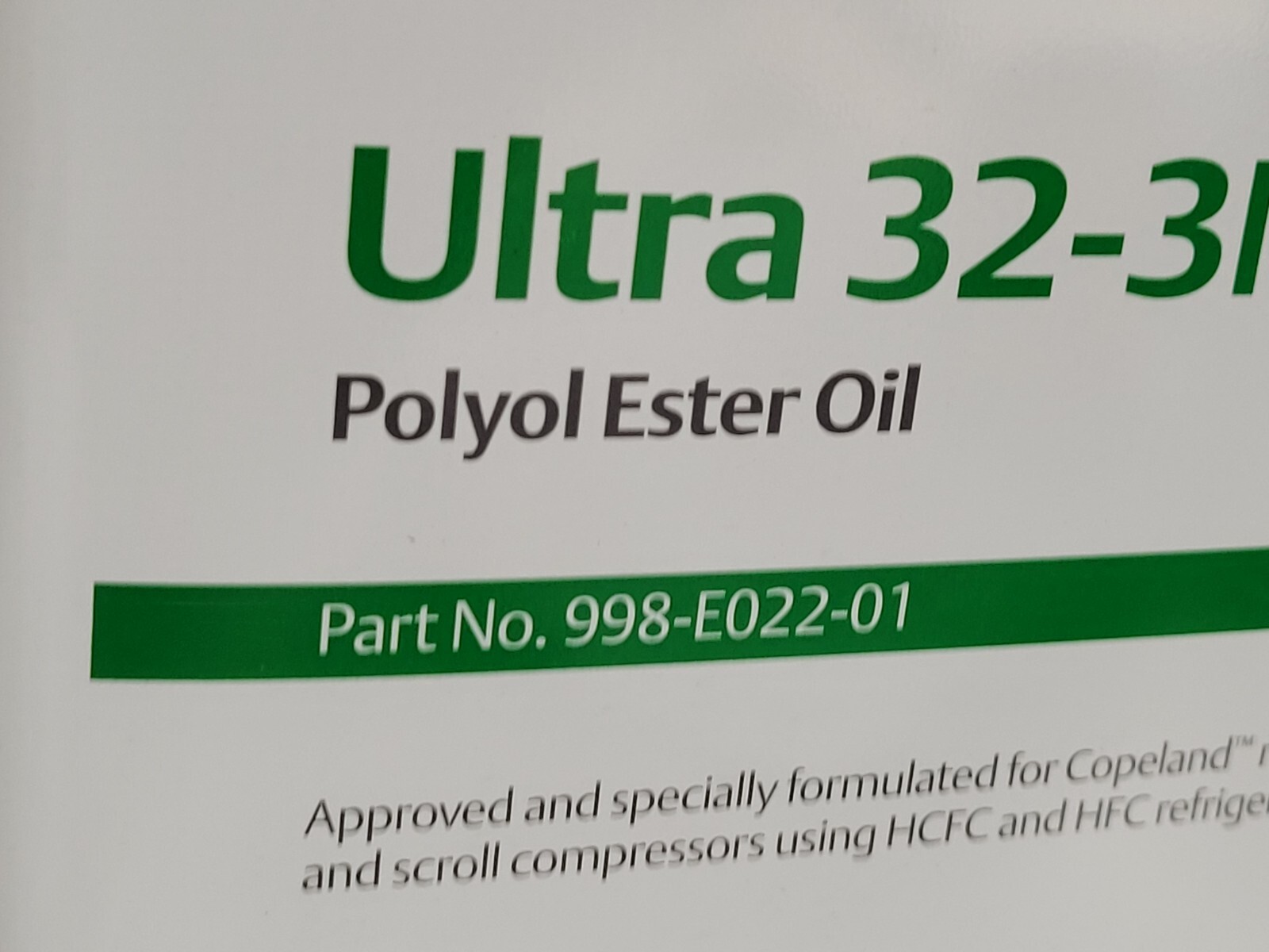 Copeland Ultra 32-3MAF Polyol Ester Compressor Oil 998E02201 - 1 Gallon ...