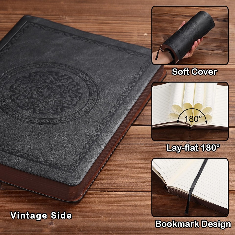 300 Pages Leather Vintage Journal Notebook,Softcover Leather Lined ...