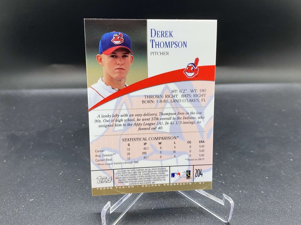 Derek Thompson 2001 Topps Fusion Gold Label #204 Indians RC Rookie | eBay