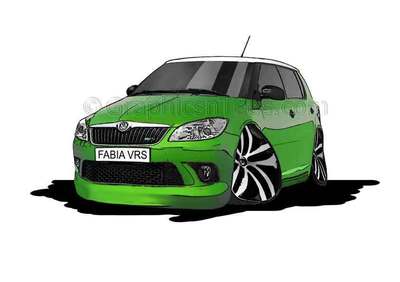 Skoda Fabia VRS Green Caricature Car Cartoon A4 Print - Personalised ...