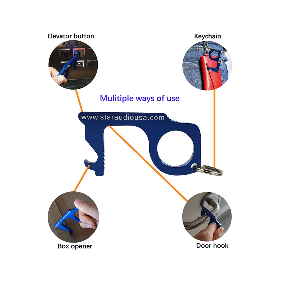 3Pcs Touchless Portable Key Door Opener Handheld Keychain Contactless ...