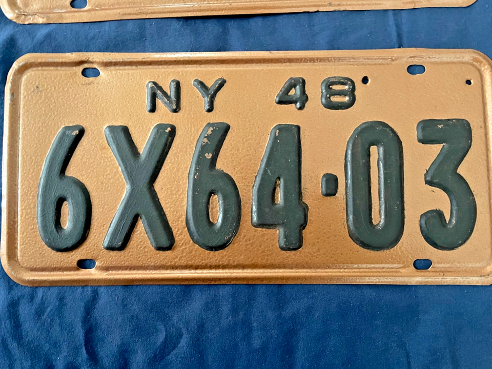 1948 New York License Plates Matching Pair NY 48 Vintage Original 6X64 ...
