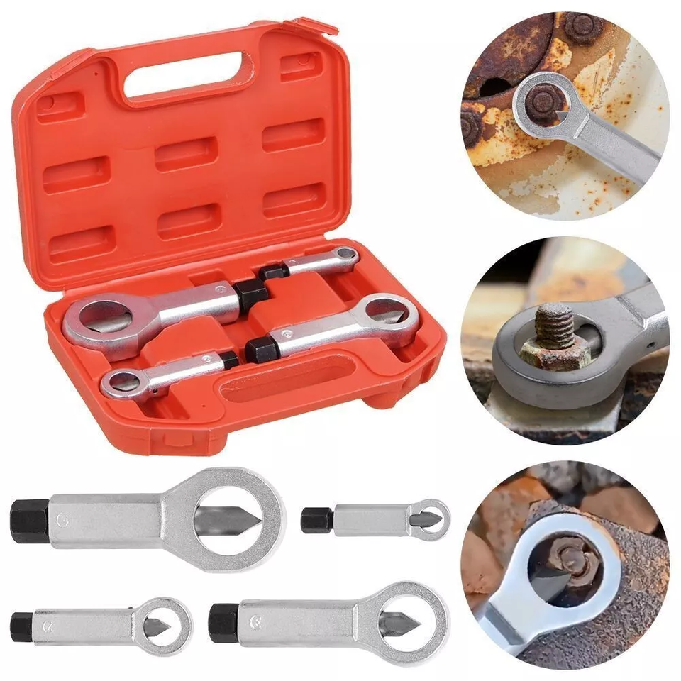 4Pcs Nut Splitter Cracker Set Heavy Duty 9-27mm Damaged Bolt Remover ...