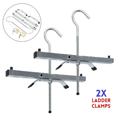 2 Locks Ladder Roof Rack Clamp Clamps Lockable Safe Ladders Universal ...