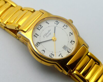 J. Chevalier Prestige CALENDAR SWISS MADE GOLD PLATED QUARTZ LADIES ...