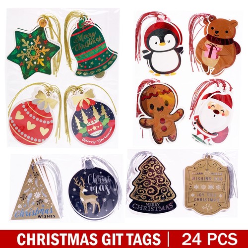 24x Christmas Gift Tags String Hanging Wrapping Sealing Label Gift Name ...