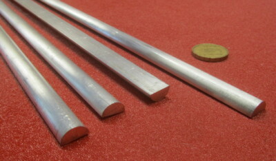 Aluminum Half Round Rod (.500") 1/2" Dia, x 3 Foot Length, 4 units | eBay