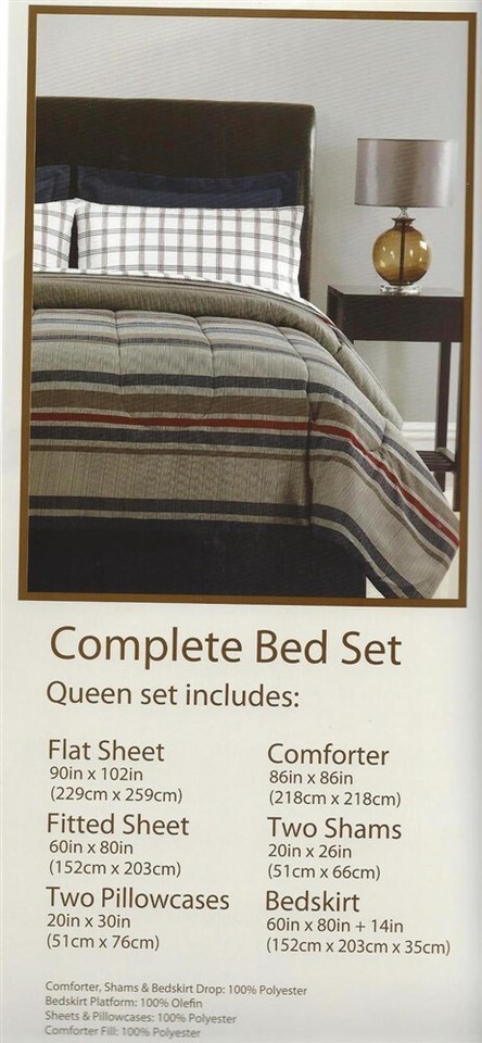 8 Pc Ellison Bed-in-a-Bag "Thompson" Navy Gray Red ~ Queen 86" x 86 ...