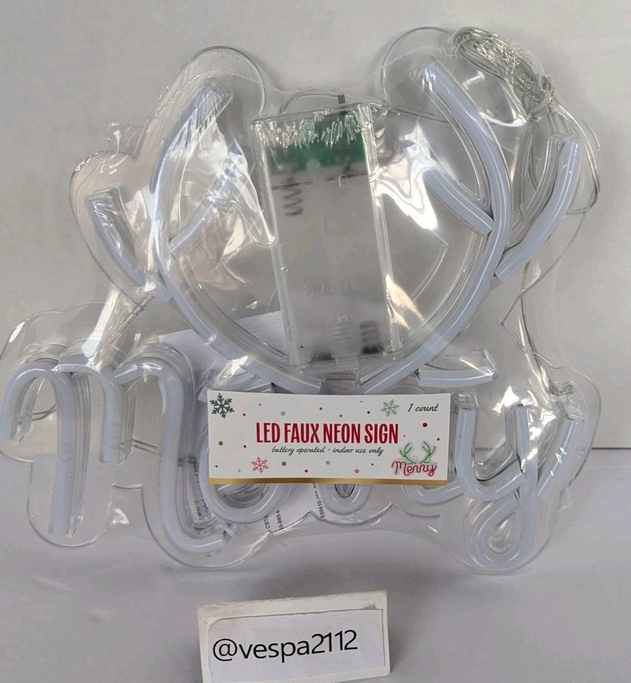 Target Bullseye Playground Merry Christmas Light LED Up Faux Neon Sign ...