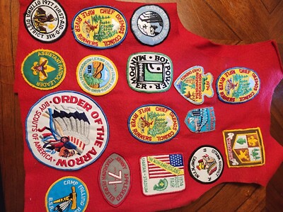 Huge Vintage Boy Scout Lot over 115 Patches, 3 Vests And Slides 60s 70s ...