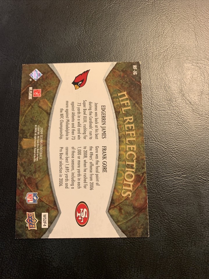 Byy RF/jg Edgerrin James Frank Gore 2009 upper deck icon reflections ...