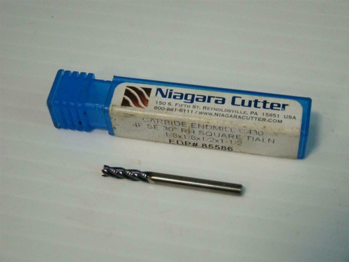 Niagara Cutter Carbide Endmill C430 4F SE 30 deg RH 1/8x1/8x1/2x1-1/2 ...