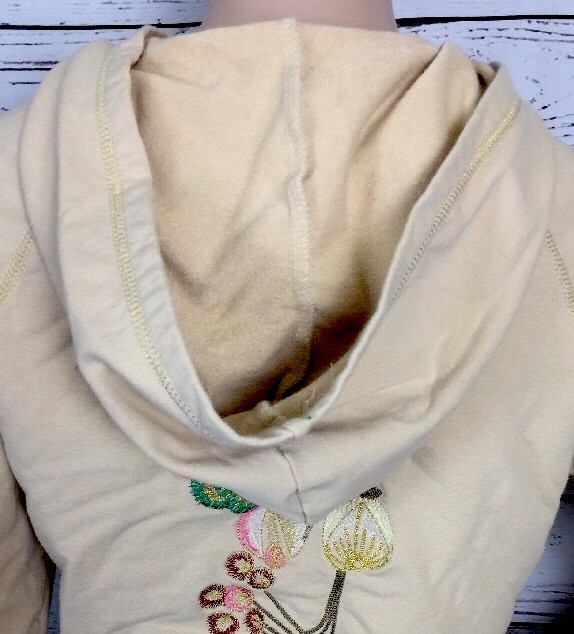 Unique Floral Embroidery Hoodie Petite Large Zip Front Cute Spring ...