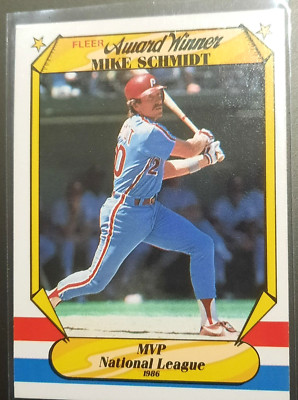 MIKE SCHMIDT-1987 FLEER AWARD WINNER MVP INSERT ⚾️ BASEBALL CARD ...