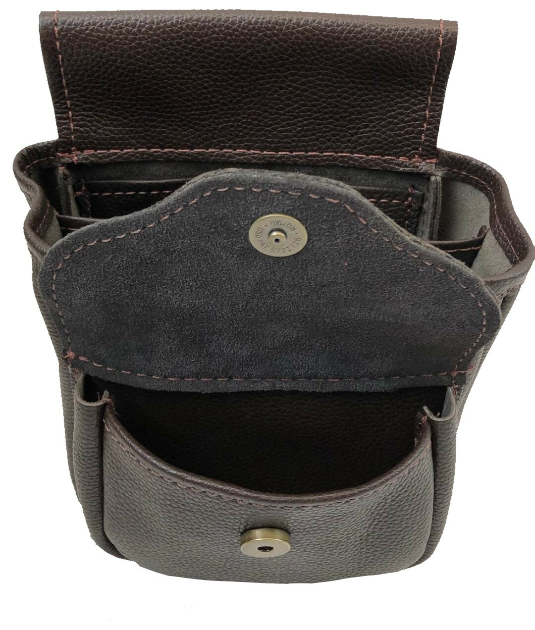 LEATHER SHOTGUN SHELL SPORTING CLAY SKEET TRAP POUCH DLX - BROWN USA ...