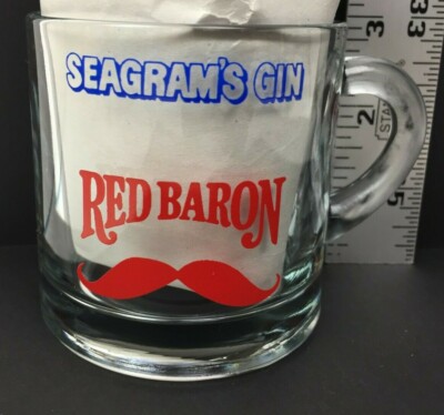 Seagrams Gin Red Baron Mustache Glass Coffee Mug Used | eBay